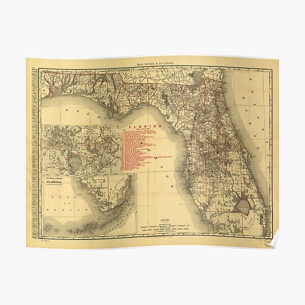 "Map of Florida (1900)" Poster for Sale by allhistory | Redbubble