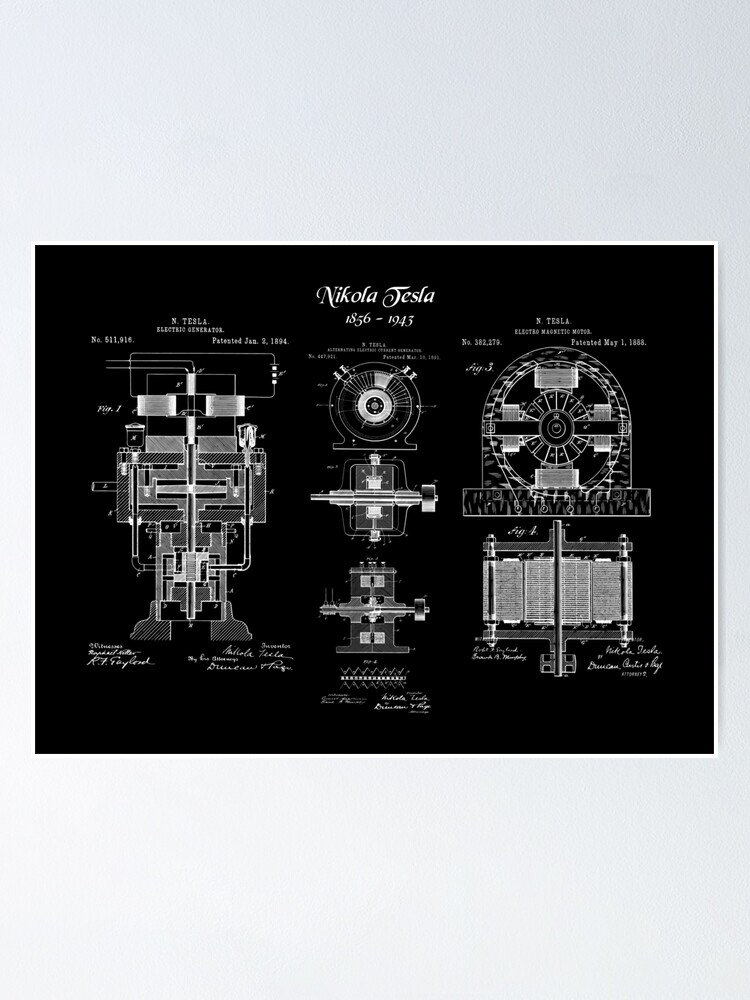 "Nikola Tesla Vintage Patents " Poster for Sale by MadebyDesign | Redbubble