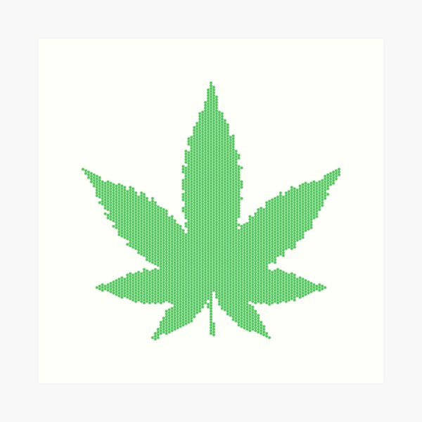 Weed Leaf Pixel Art Grid