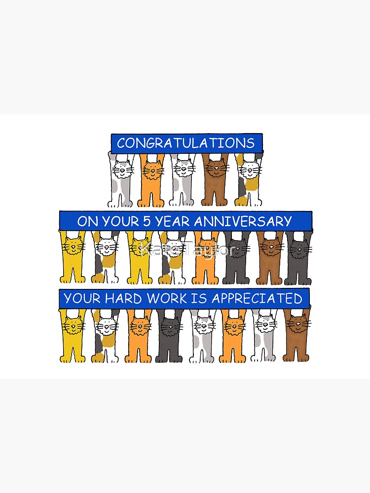 "Five Year Work Anniversary Congratulations" Sticker for Sale by ...
