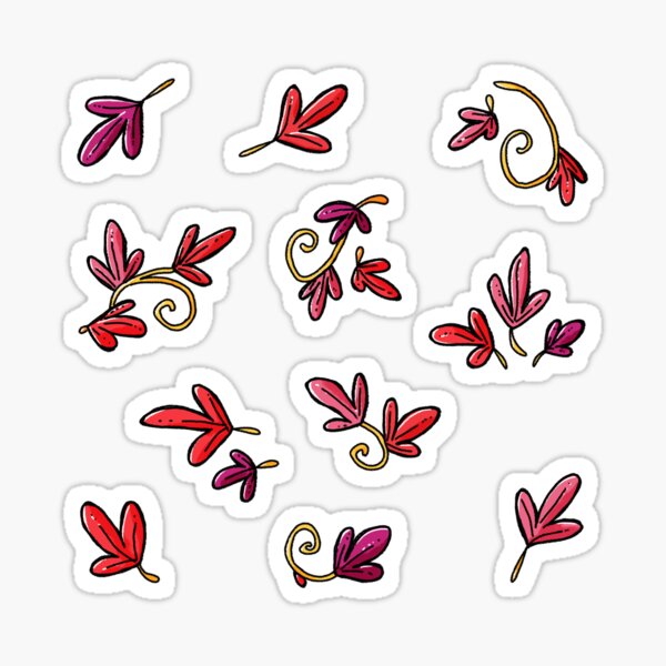 "Leaf vines sticker set {warm red}" Sticker for Sale by almaasi | Redbubble