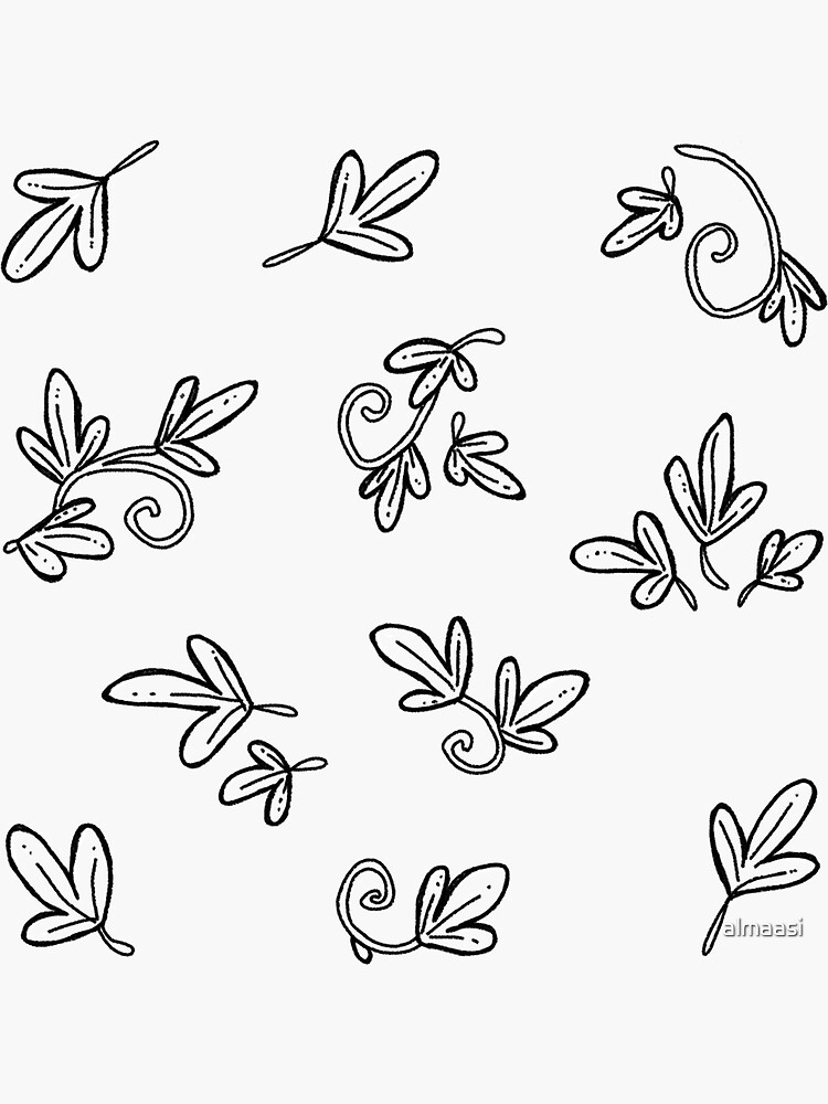 "Leaf vines sticker set {outline only}" Sticker by almaasi | Redbubble