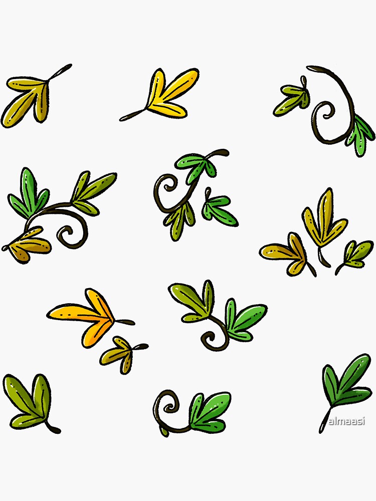 "Leaf vines sticker set {summer greens}" Sticker for Sale by almaasi ...