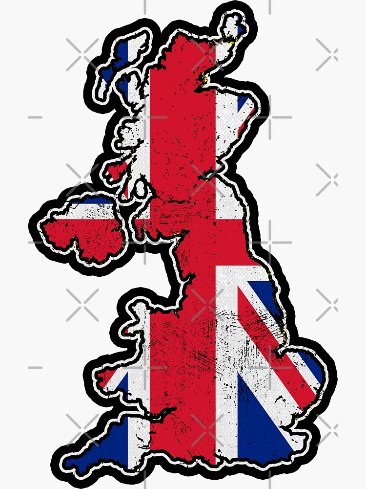 "United Kingdom Flag Map" Sticker by EddieBalevo | Redbubble