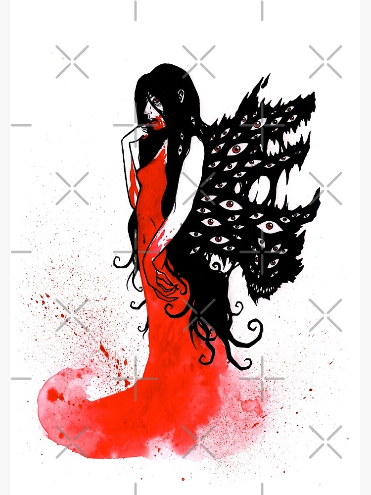 "Vampire ink watercolor art - horror illustration - dark art" Poster ...