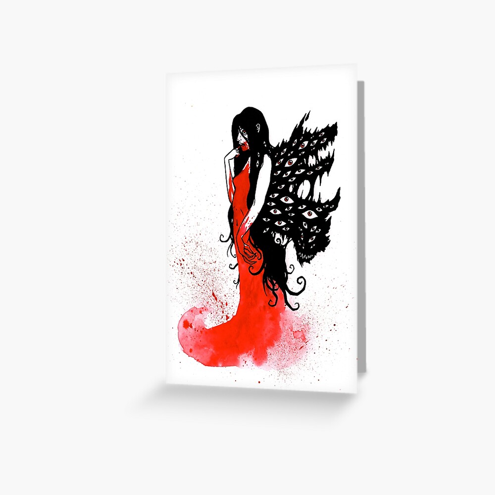 "Vampire ink watercolor art - horror illustration - dark art" Greeting ...