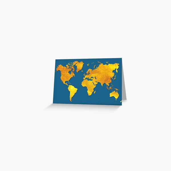 "Blue and Gold Map of The World - World Map for your walls" Greeting ...