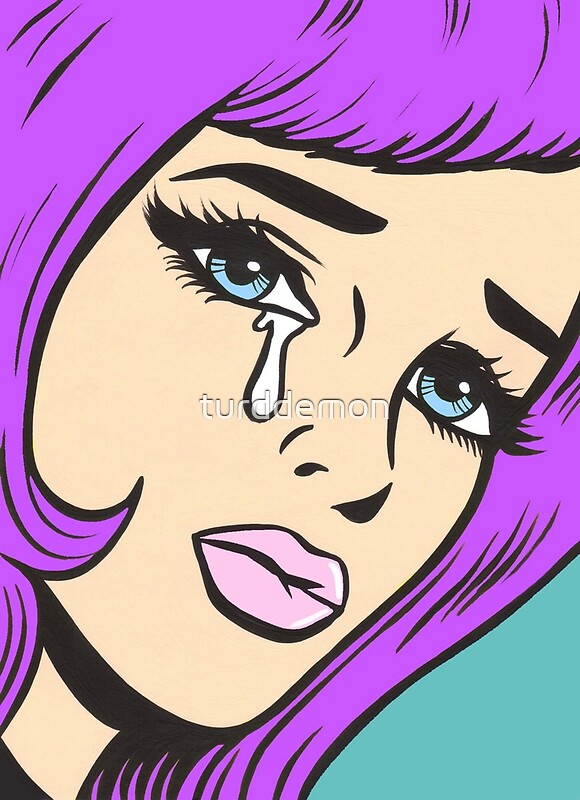 Purple Bangs Crying Comic Girl By Turddemon Redbubble
