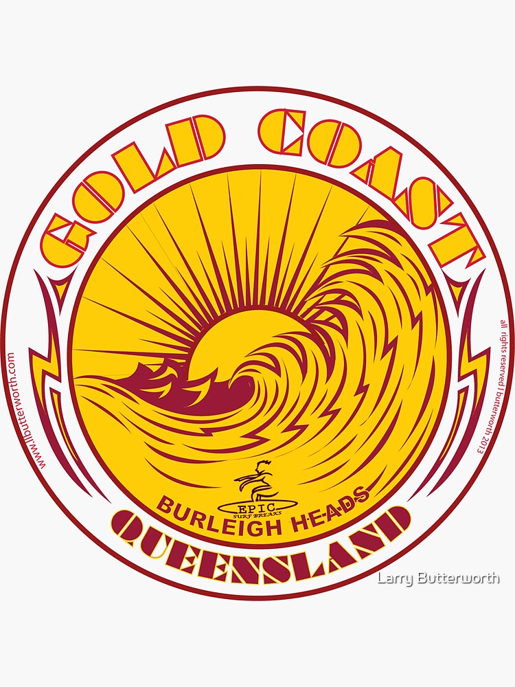 "GOLDCOAST, QUEENSLAND, SURFING" Sticker for Sale by Larry Butterworth ...