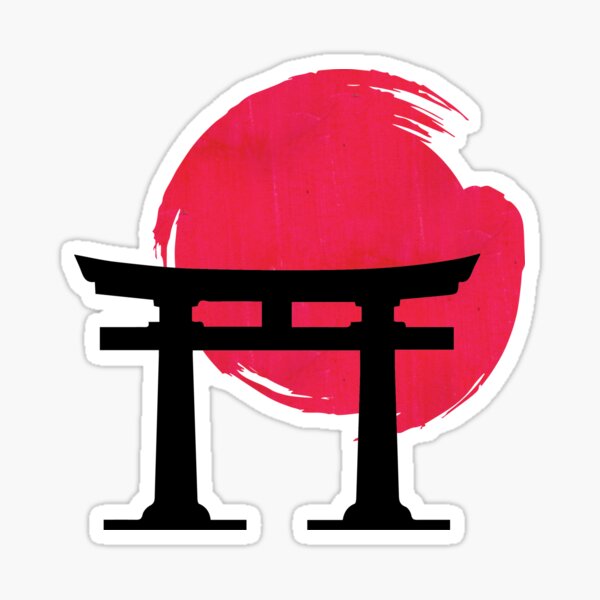"Awesome Japanese Calligraphy Sun and Torii" Sticker for Sale by ...