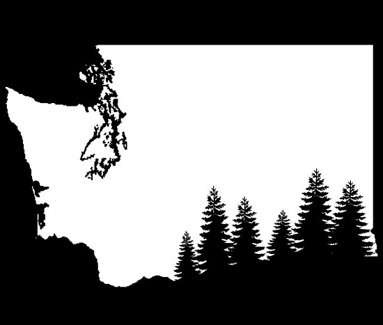 "White Washington State Silhouette - Evergreen Tree Cutout" Poster by ...