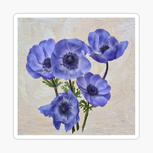 "Pretty Periwinkle Poppies" Sticker for Sale by LoisBryan | Redbubble