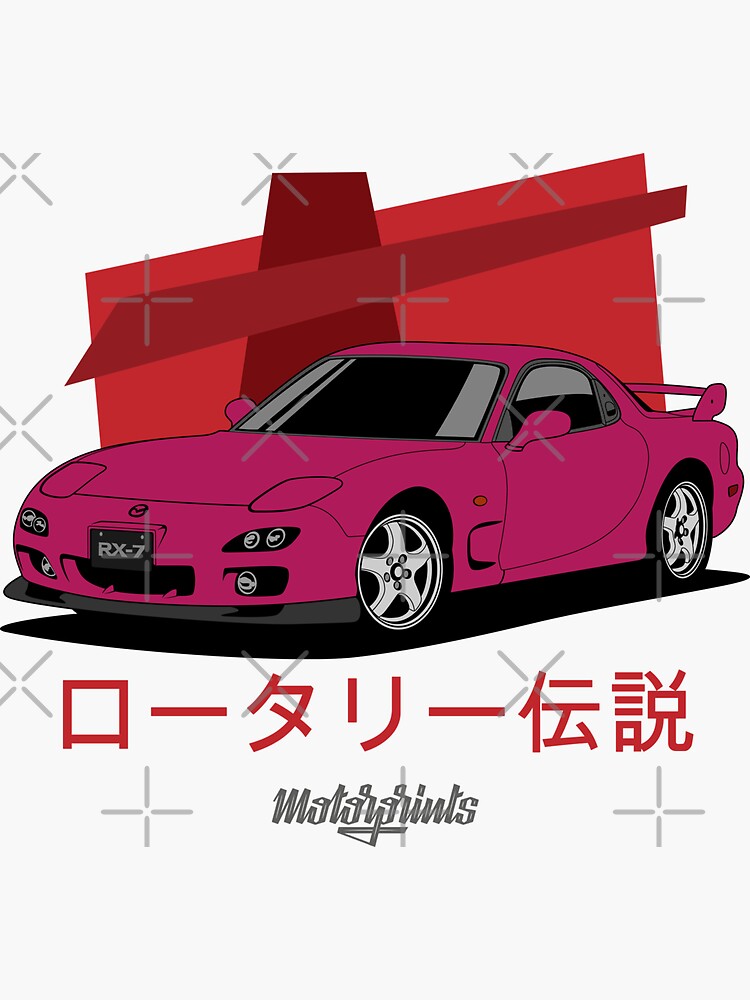 "Rotary RX7 (pink)" Sticker for Sale by Motorpr1nts | Redbubble
