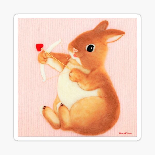 "cupid bunny (2014) Rabbit / Bunny Art" Sticker by IkuyoFujita | Redbubble