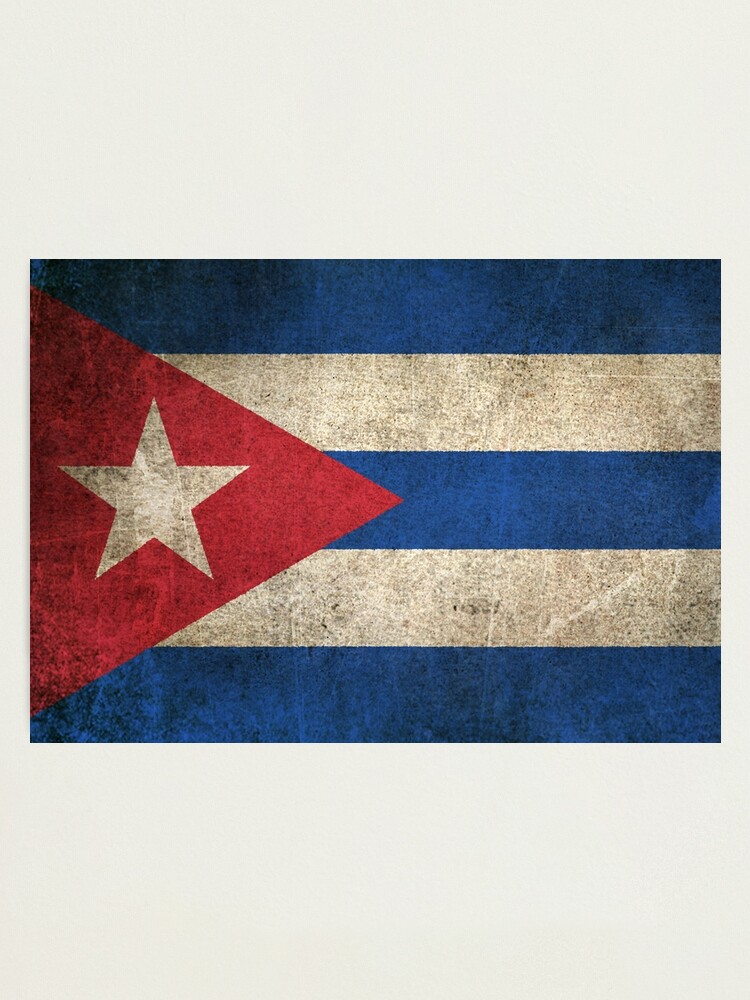 "Old and Worn Distressed Vintage Flag of Cuba" Photographic Print for ...