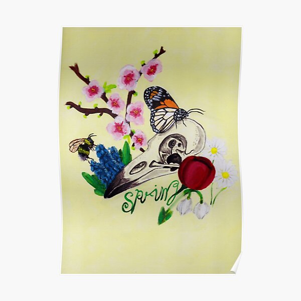 "Spring Skull " Poster for Sale by izzythecreative | Redbubble