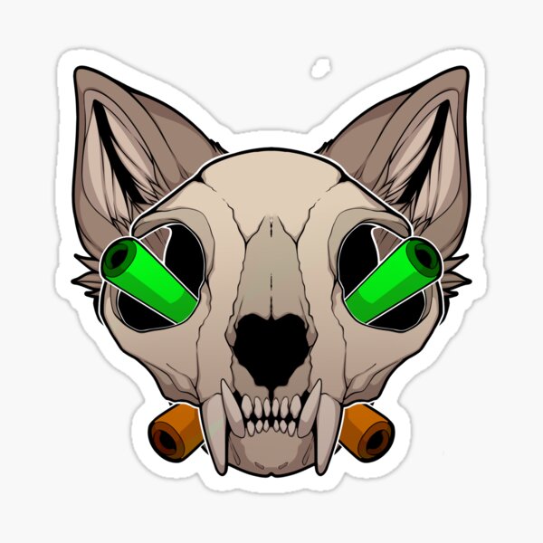 "Cat Skull" Sticker by CreatureCreations | Redbubble