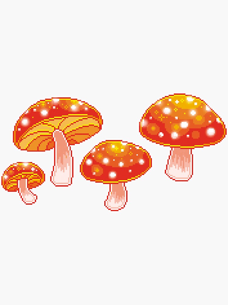 "pixel toadstool mushrooms" Sticker for Sale by pixelins | Redbubble