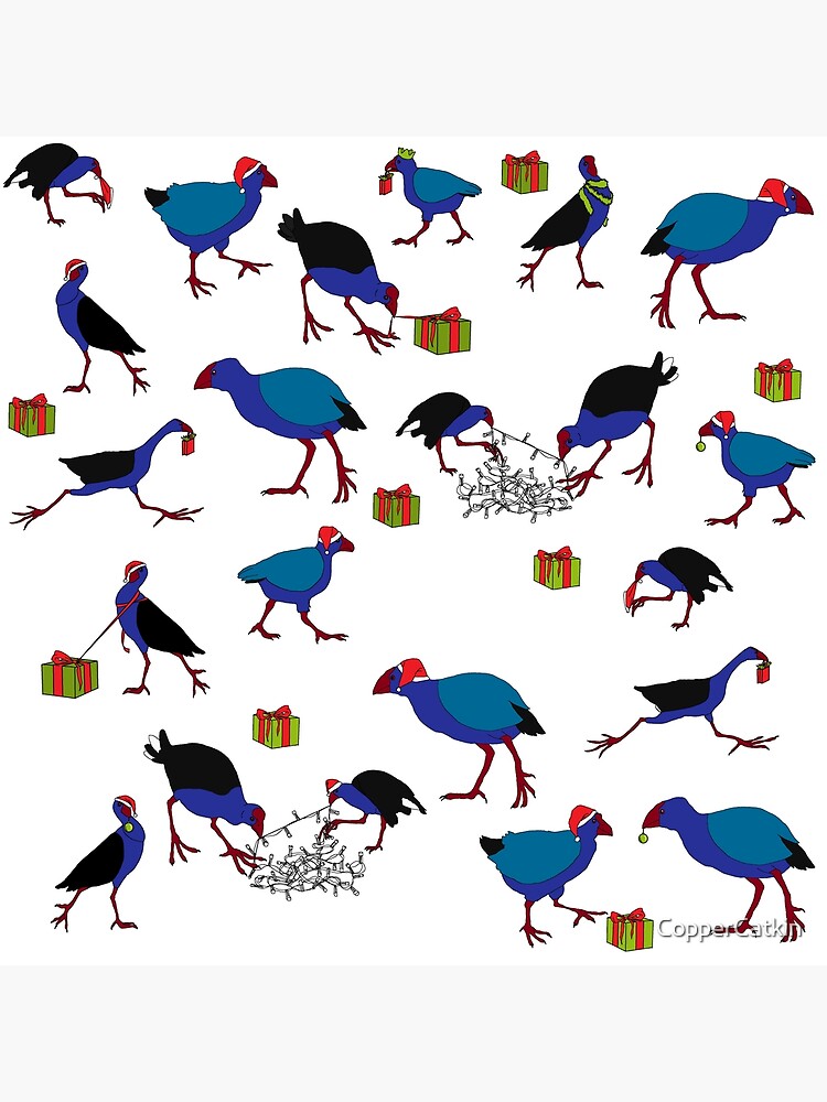 "Pukeko and Takahe Party - White" Poster by CopperCatkin | Redbubble
