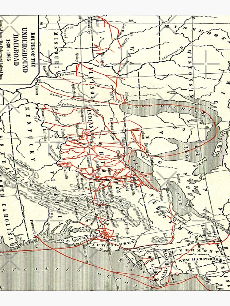"Underground Railroad Map Fugitive Slave Freedom Routes (enlarged ...