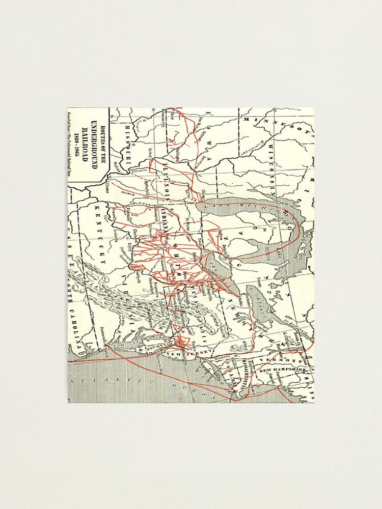 "Underground Railroad Map Fugitive Slave Freedom Routes (enlarged ...