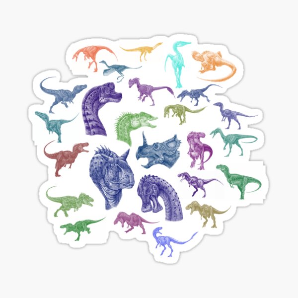 "Colored Dinosaurs Prehistoric Animals" Sticker by skaipeka | Redbubble