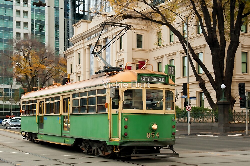 "An Old Green Tram" by Vickie Burt | Redbubble