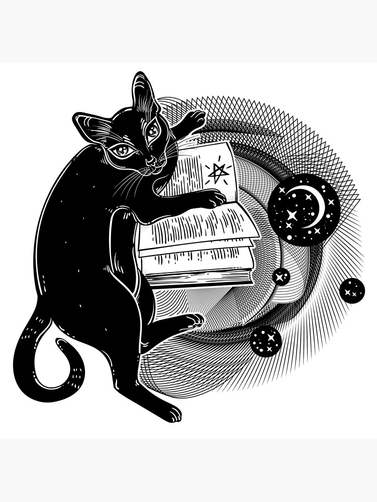 "Smart black cat reading the magic book." Photographic Print for Sale ...