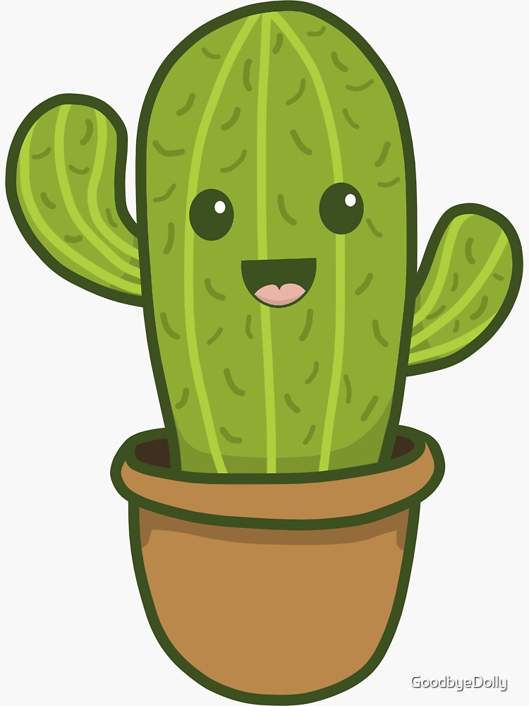 "Cute Happy Smiling Cactus " Sticker for Sale by GoodbyeDolly | Redbubble
