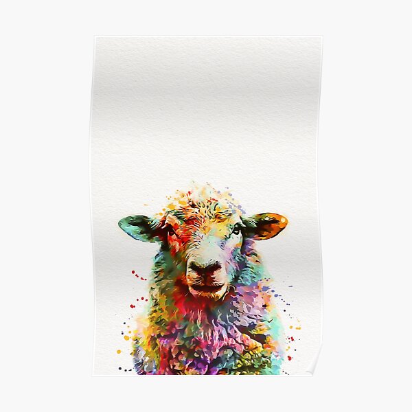 Matte Paper Framed Poster With Mat Cute Sheep Painting Watercolor ...