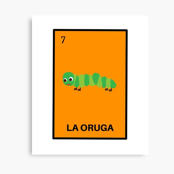 "La Oruga Raupe-Schmetterlings-mexikanische Loteria Bingo-Karte" Leinwanddruck von casadeloteria ...