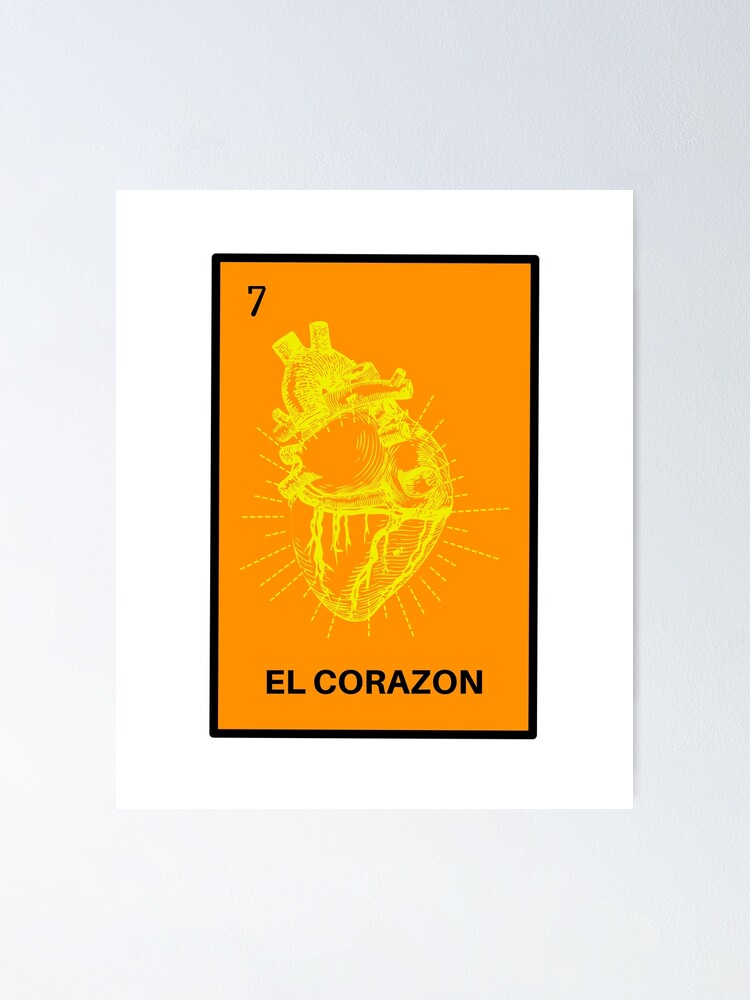 "El Corazon Mexican Loteria Bingo Card Tarot Card" Poster by ...