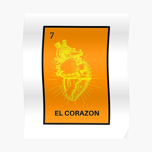 "El Corazon Mexican Loteria Bingo Card Tarot Card" Poster by ...