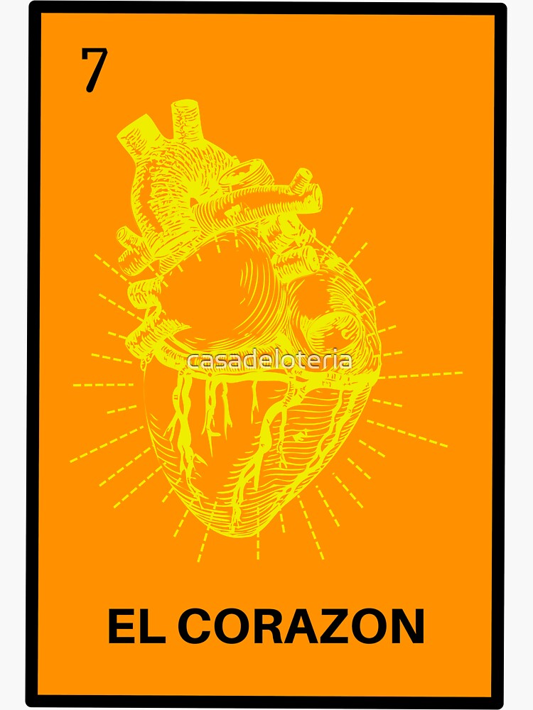 "El Corazon Mexican Loteria Bingo Card Tarot Card" Sticker for Sale by ...