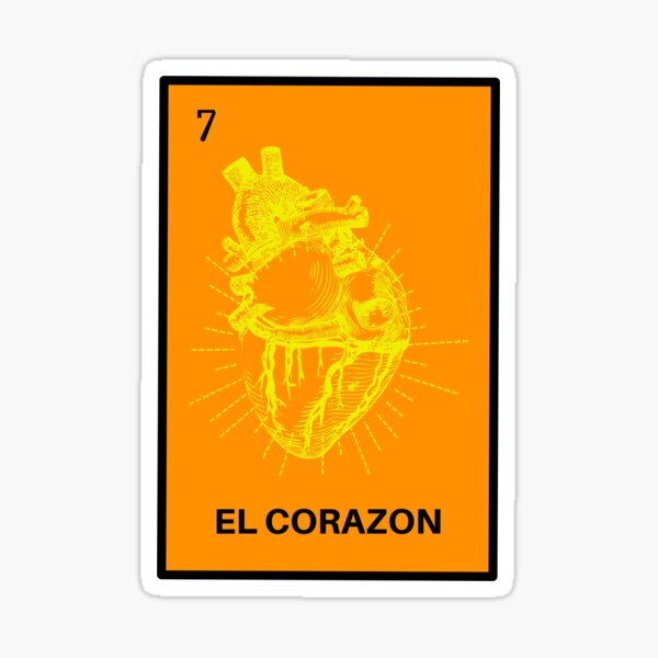 "El Corazon Mexican Loteria Bingo Card Tarot Card" Sticker for Sale by ...