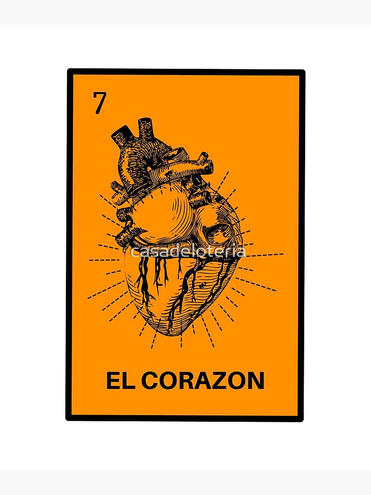 "El Corazon Mexican Loteria Bingo Card Tarot Card" Poster for Sale by ...