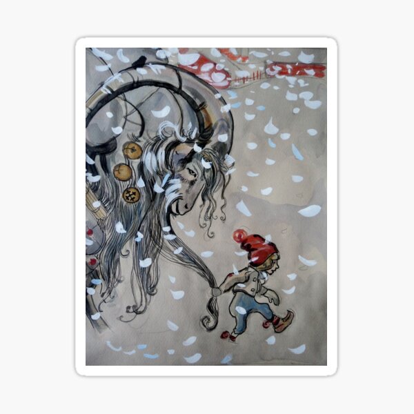 "Boy Leading Jul Goat" Sticker by dianegaddis | Redbubble
