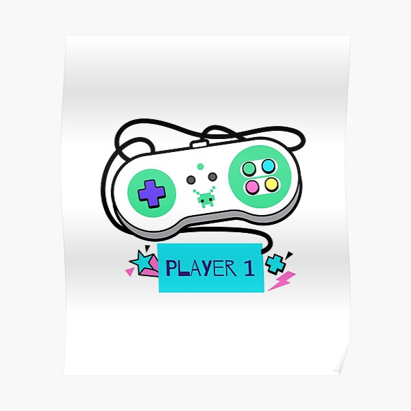 "Player 1 Gaming Controller" Poster for Sale by evlar | Redbubble