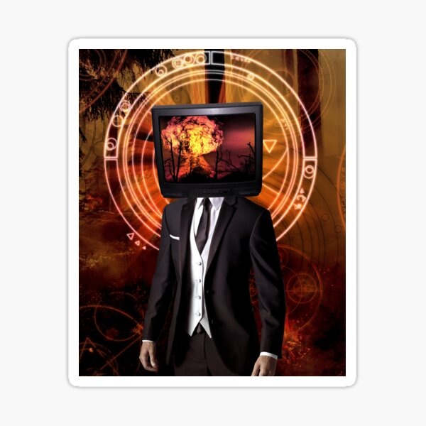 "Running a Fever (TV Head)" Sticker by dreamerdesigns | Redbubble