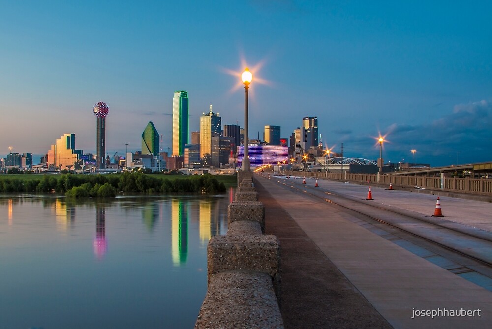 "Dallas Skyline at Night on Bridge" by josephhaubert | Redbubble