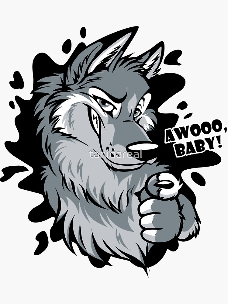 "Wolf AWOO Baby" Sticker for Sale by tanidareal | Redbubble