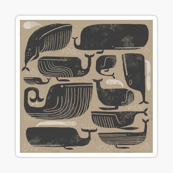 "Sepia Whales" Sticker for Sale by gklucas | Redbubble