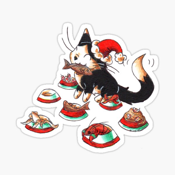 "7 Fish Feast" Sticker by KOKeefeArt | Redbubble