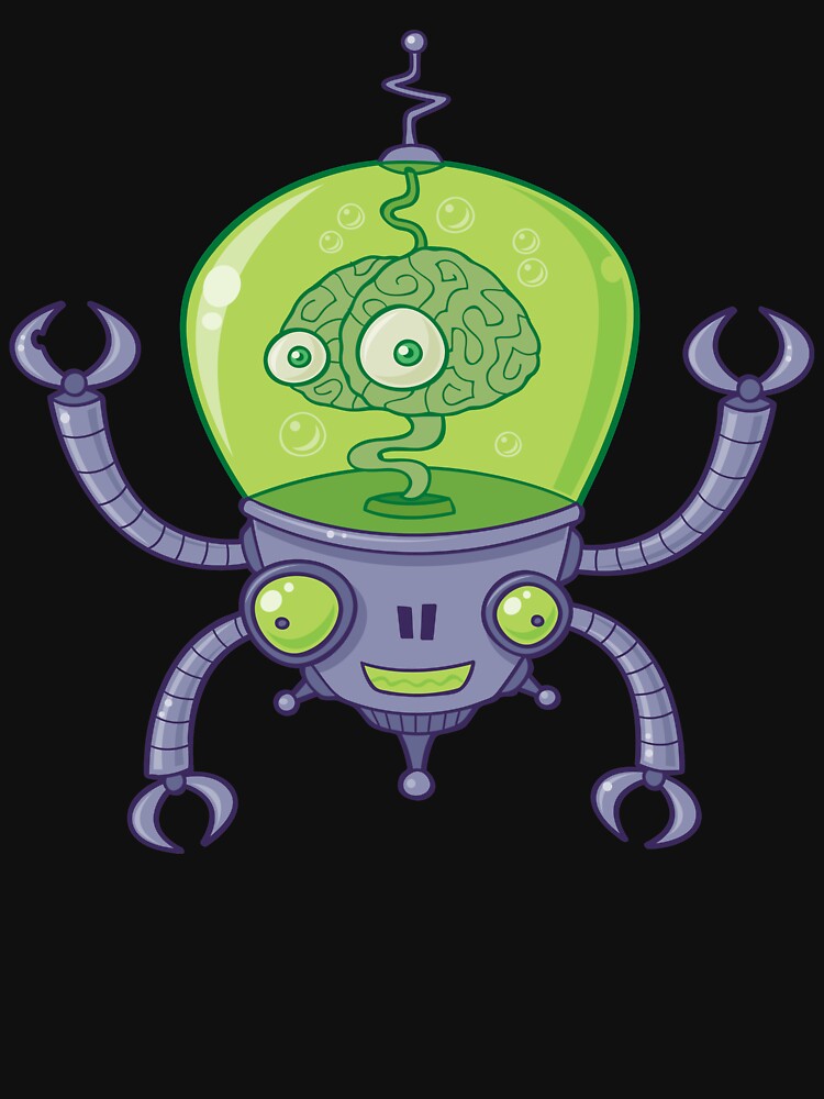 "Brainbot Robot with Brain" T-shirt for Sale by fizzgig | Redbubble ...