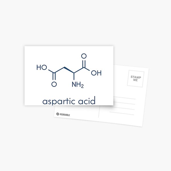 "Aspartic acid (L-aspartic acid, Asp, D) amino acid molecule" Postcard ...