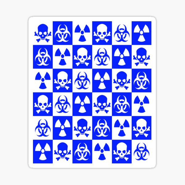 "Hazard Pattern Nuclear Fallout Skull and Cross Bones Atom" Sticker for ...