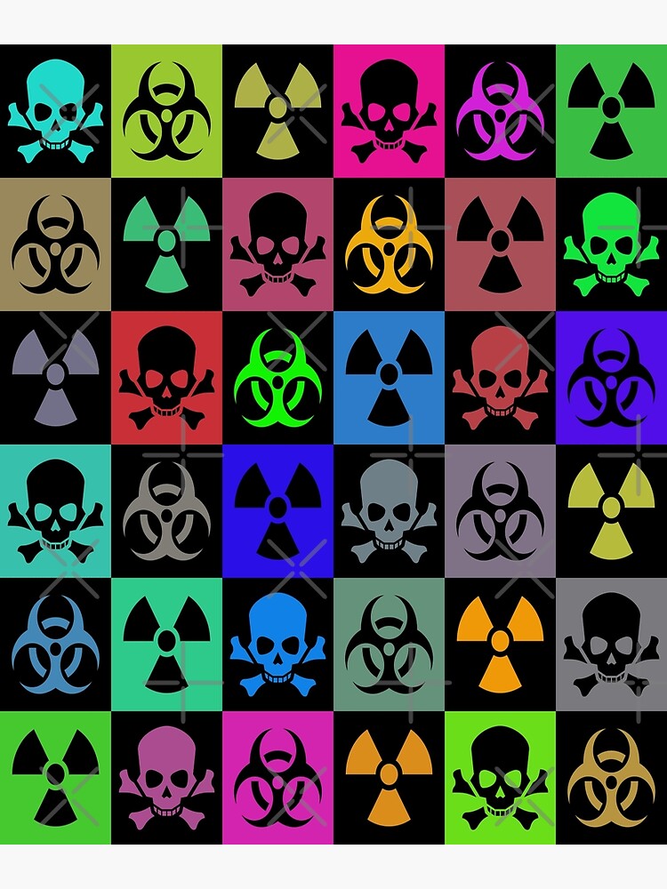 "Hazard Pattern Nuclear Fallout Skull and Cross Bones Atom" Poster by ...