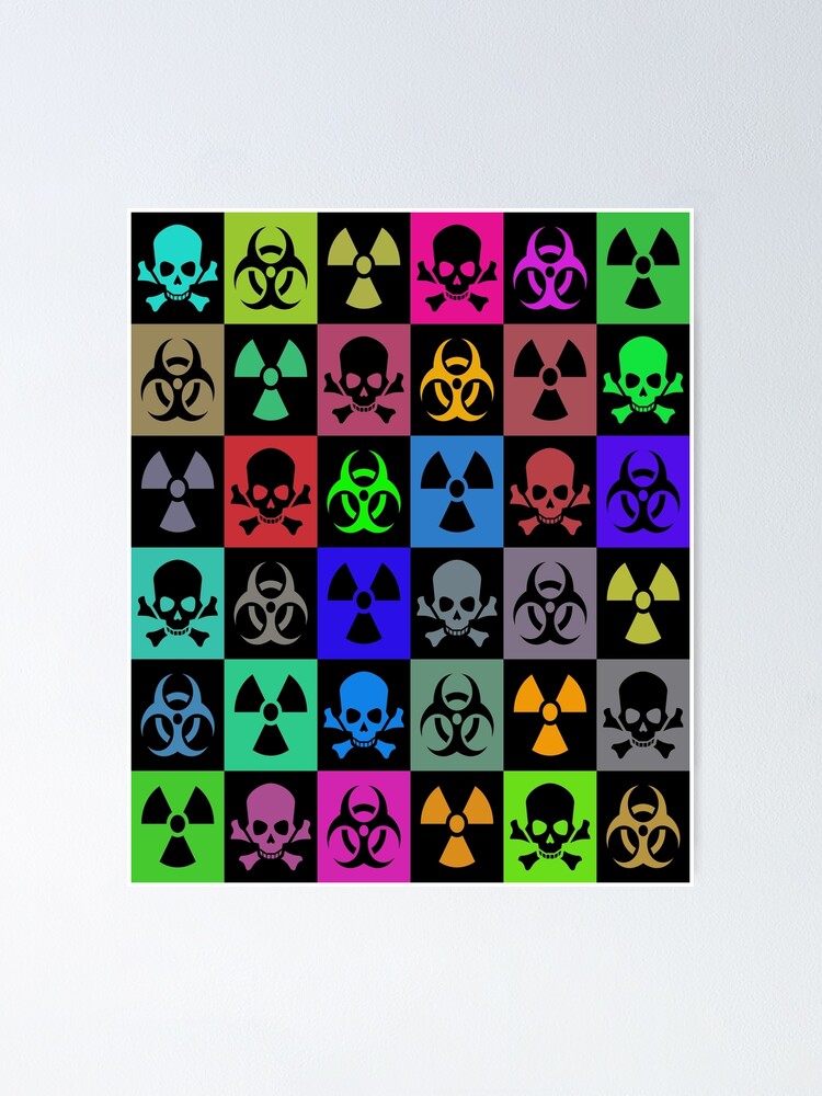 "Hazard Pattern Nuclear Fallout Skull and Cross Bones Atom" Poster by ...