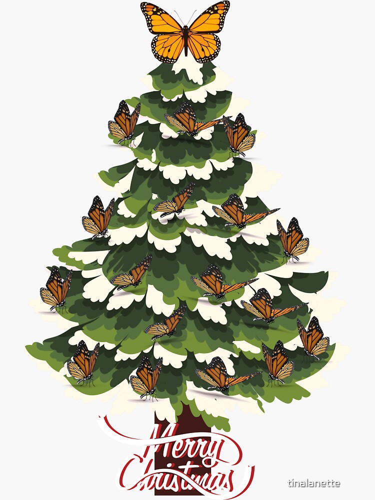 "Monarch Butterfly Christmas Tree" Sticker for Sale by tinalanette ...