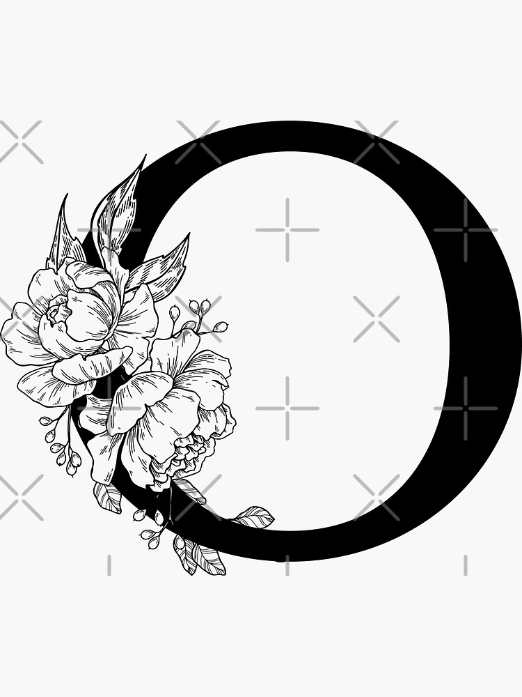 "O Botanical Monogram. Detailed Peony Drawing" Sticker for Sale by ...